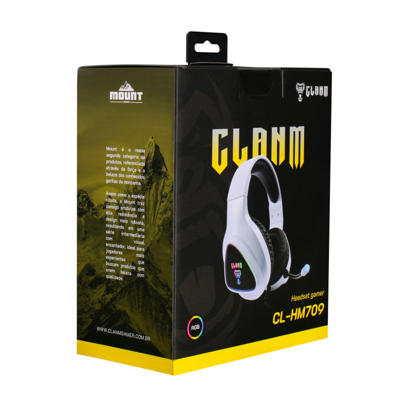 HEADSET GAMER MOUNT | BRANCO - CLANM