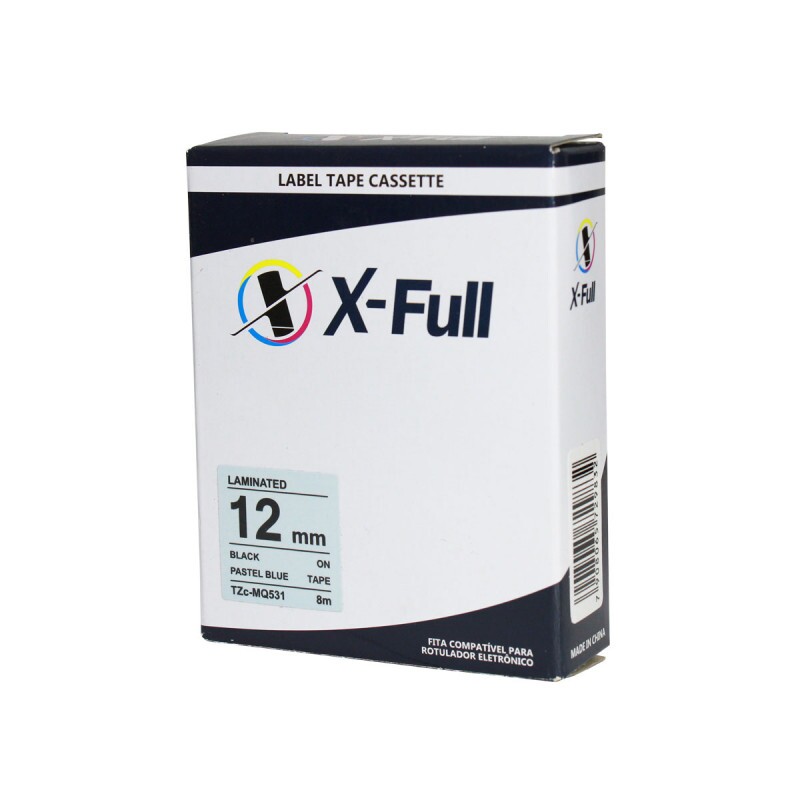 FITA COMPATÍVEL COM ETIQUETADORA BROTHER TZc-MQ531 12MM PRETO SOBRE ...