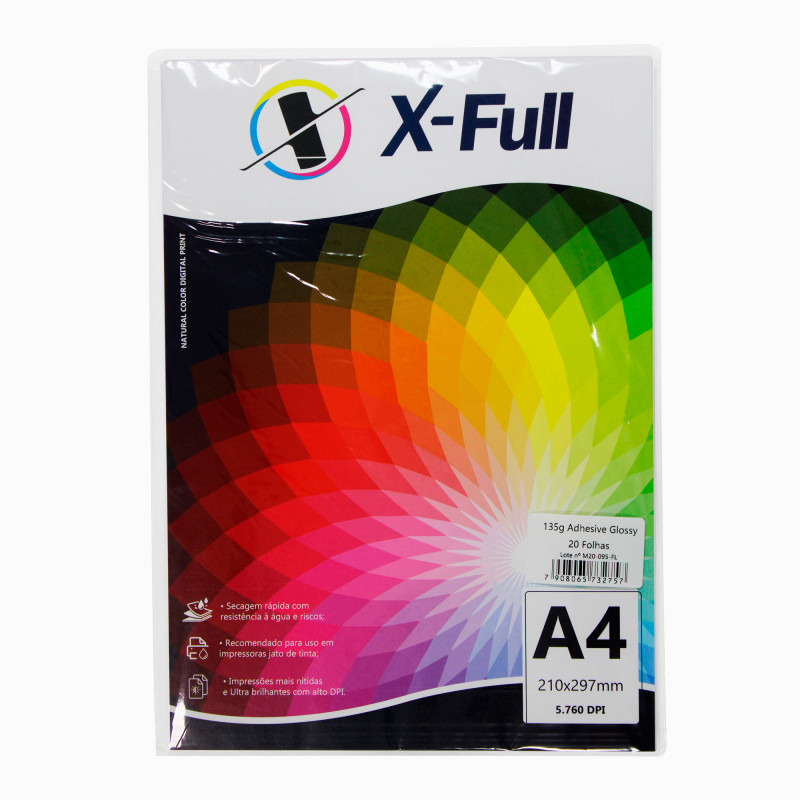 PAPEL FOTOGRÁFICO AUTO ADESIVO PREMIUM GLOSSY 135G A4 PACOTE C/ 20 ...